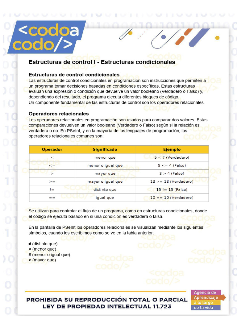 03 - Estructuras Condicionales - Contenido Teorico | PDF | Ascii | Programa de computadora