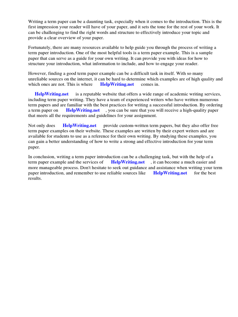 Introduction Term Paper Example | PDF | Computer Network | Motivation