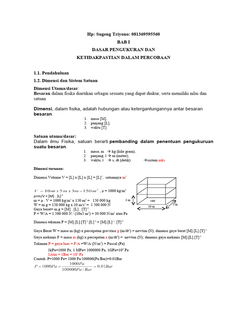 1 Dimensi, Satuan, Pengukuran & Ketidakpastian | PDF
