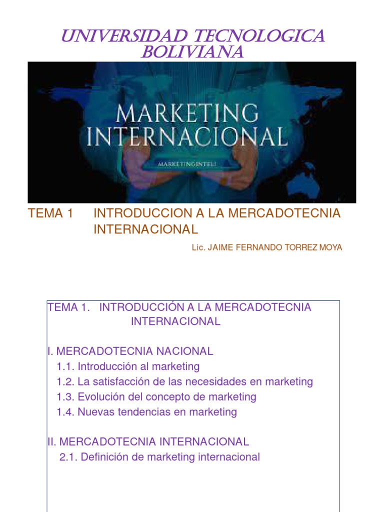 TEMA 1 INTRODUCCION AL MARKETING INTERNACIONAL | PDF | Marketing | Mercado (economía)
