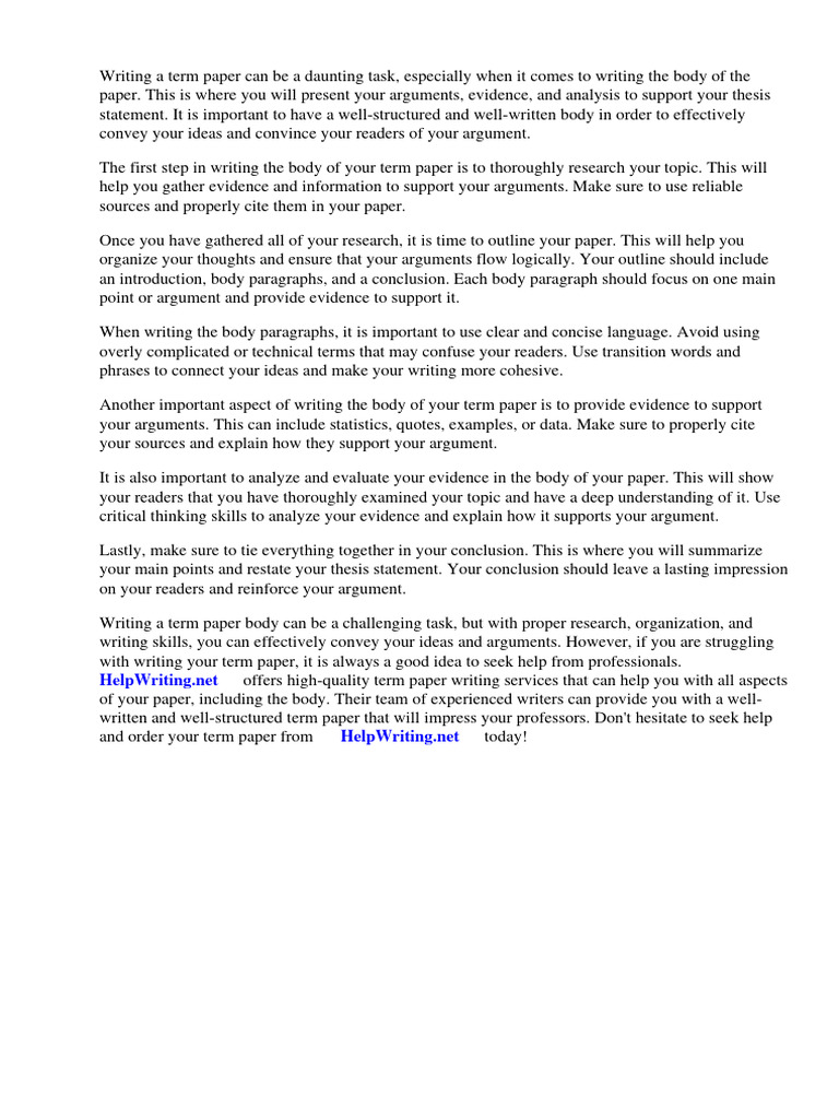 How To Write A Term Paper Body | PDF | Essays | Argument