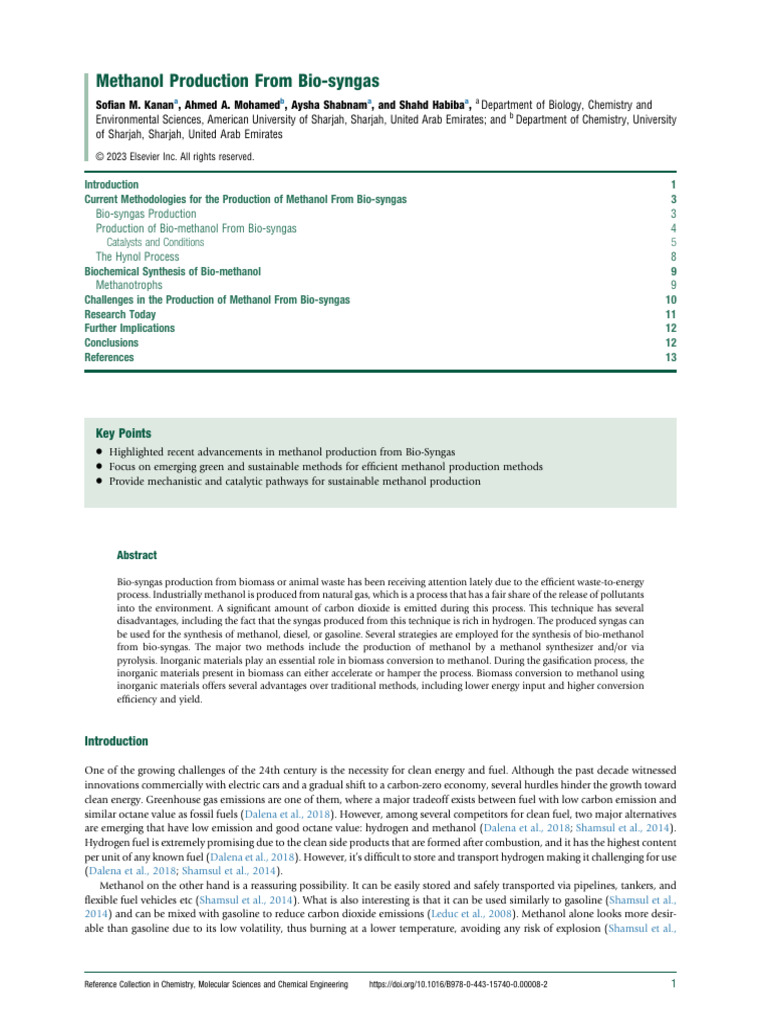 Methanol Production From Bio-Syngas | PDF | Enzyme Inhibitor | Catalysis