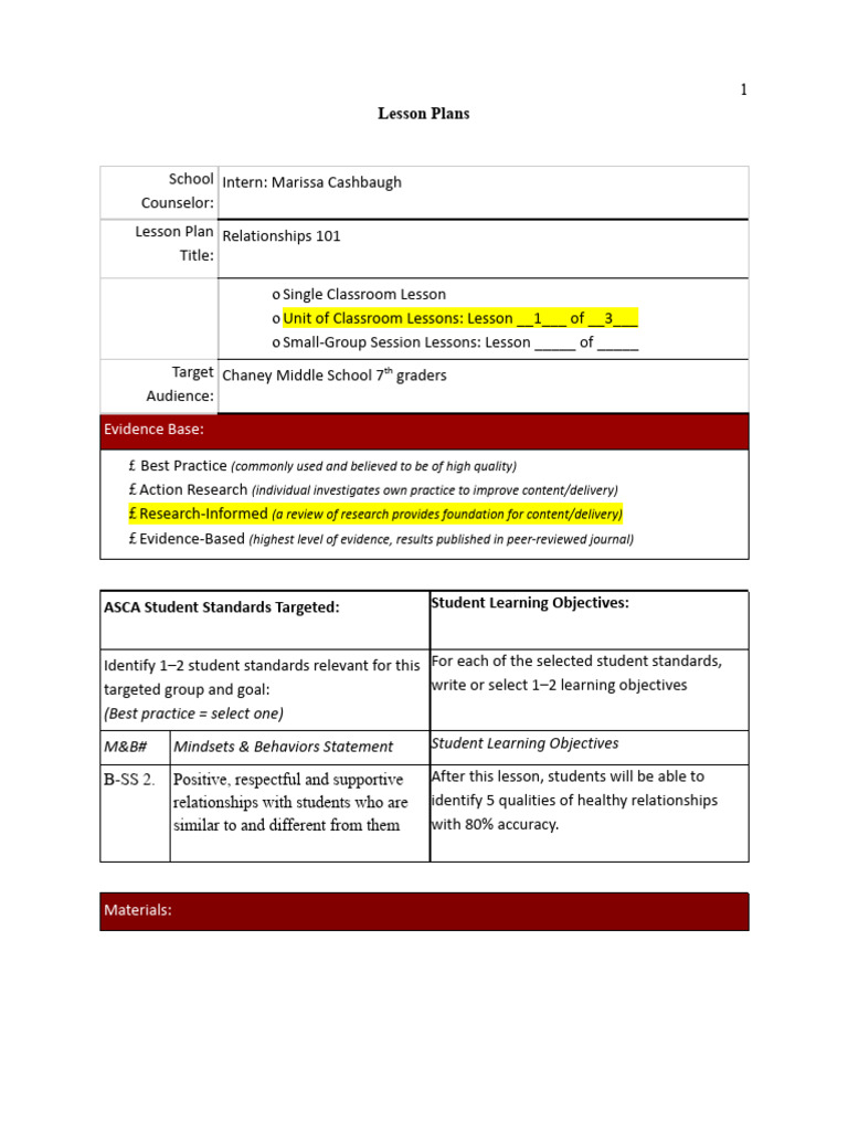 classroom guidance unit lps | PDF | Communication | Learning