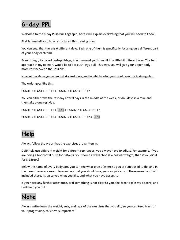 6-Day PPL | PDF | Strength Training | Weight Training