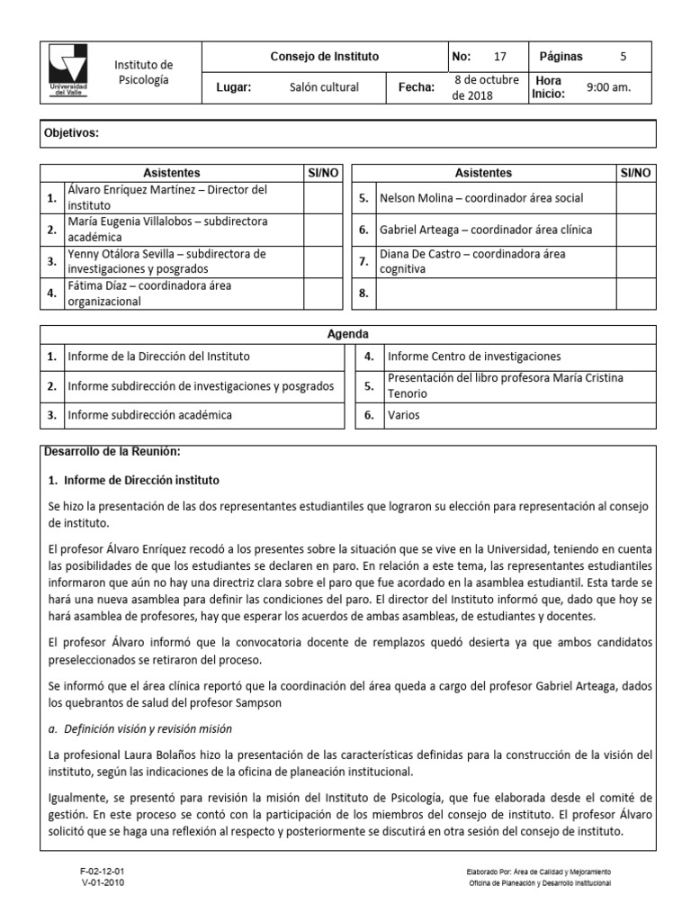 Acta 17 2018 | PDF | Maestros