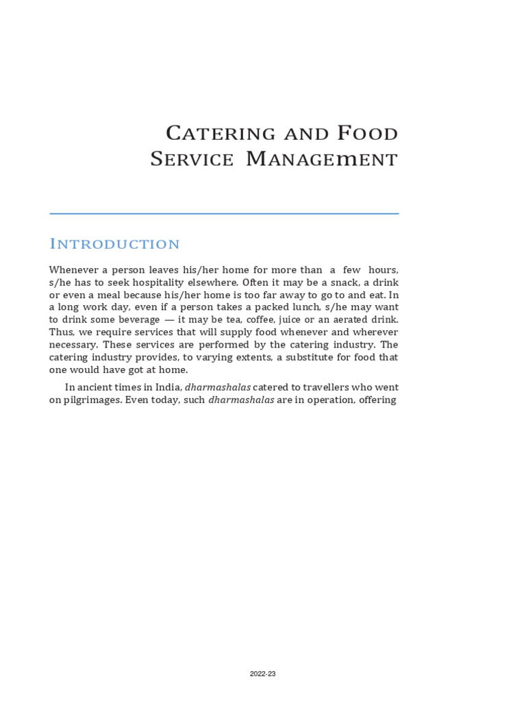 Catering and Food Service Management | PDF | Menu | Foodservice