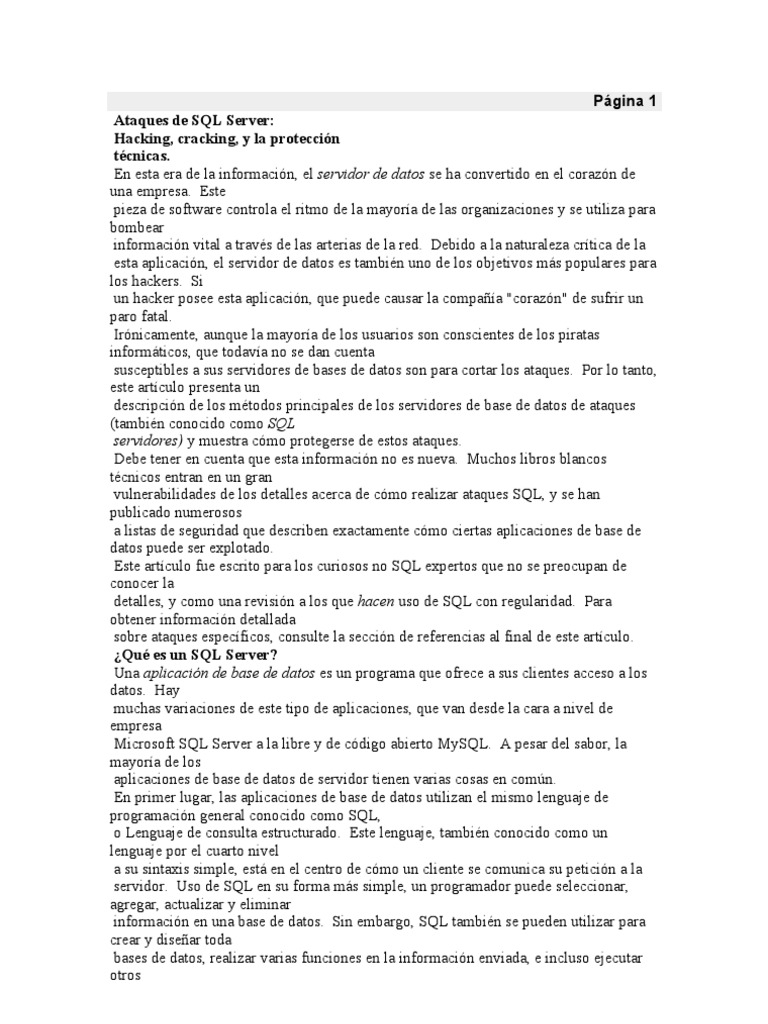 Ataques de SQL Server | PDF | Contraseña | SQL