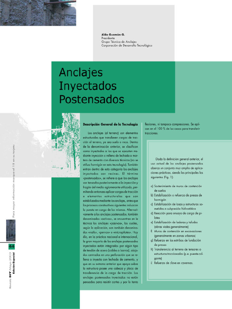 anclajes inyectados postensados | PDF