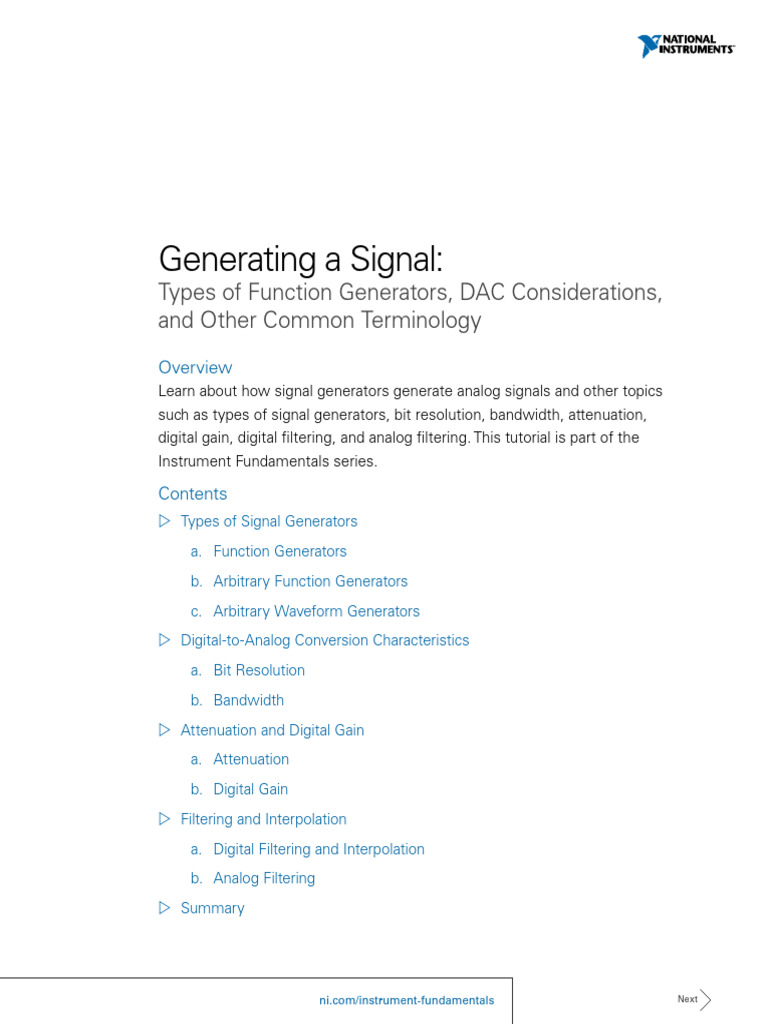 Generating A Signal | PDF | Digital To Analog Converter | Sampling ...