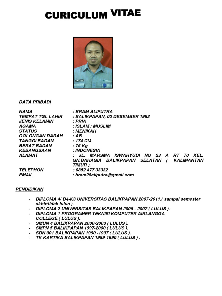 CV Bram Aliputra - Update | PDF