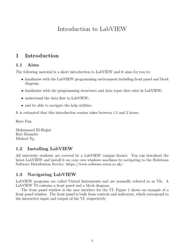 Introduction To LabVIEW | PDF | Computing | Software
