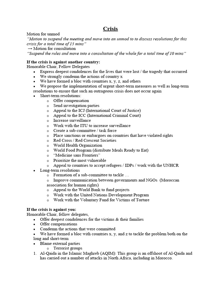 Morocco Crisis Notes | PDF | Morocco | International Organization For ...