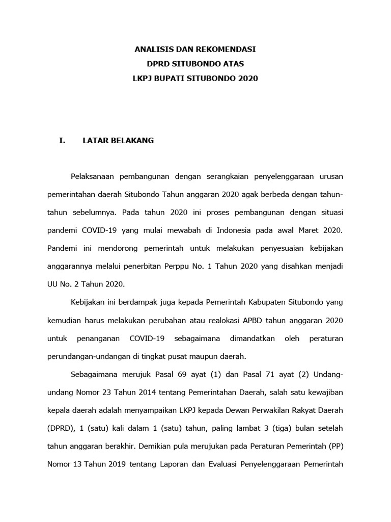 Analisis LKPJ Situbondo 2020 | PDF