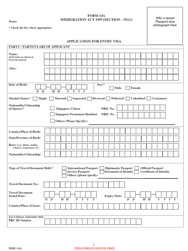 Singapore Visa Form 14A Instructions | PDF | Travel Visa | Passport