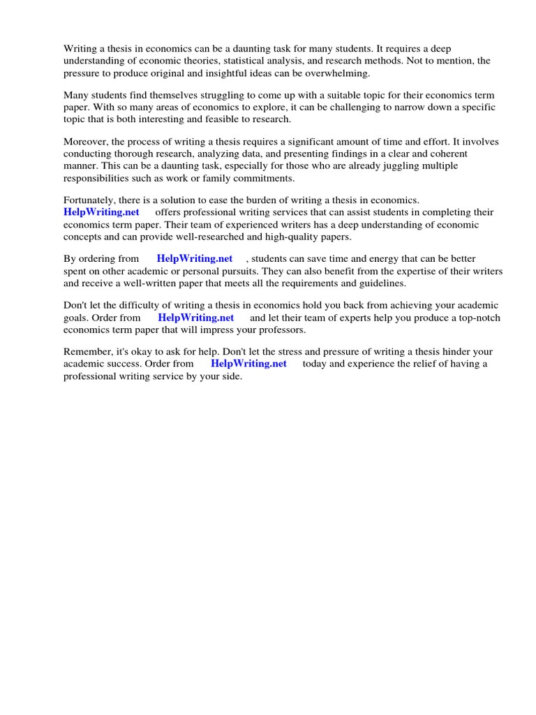 Economics Term Paper Suggestions | PDF | Economics | Globalization