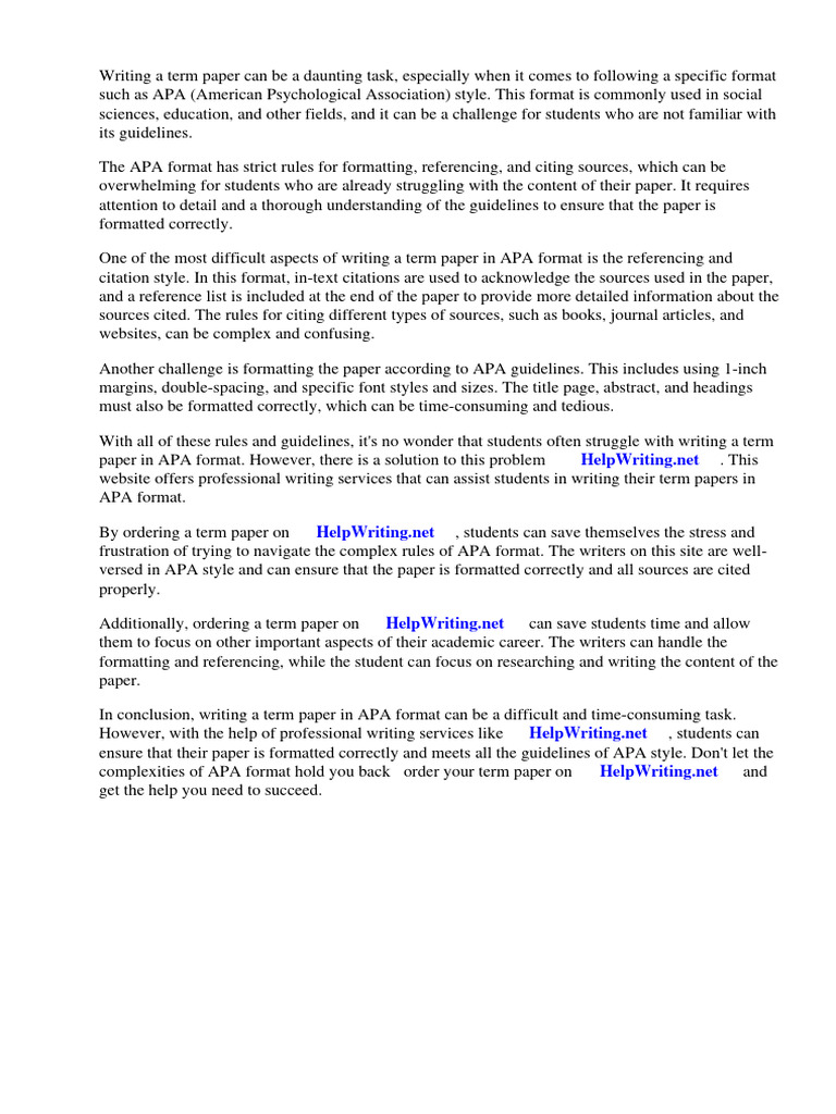 Mastering APA Term Paper Format | PDF | Apa Style | Citation