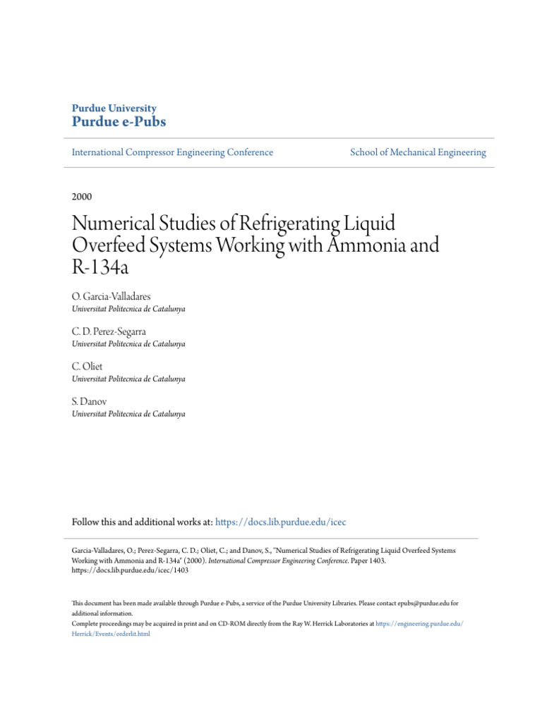 Numerical Studies of Refrigerating Liquid Overfeed Systems Workin | PDF ...