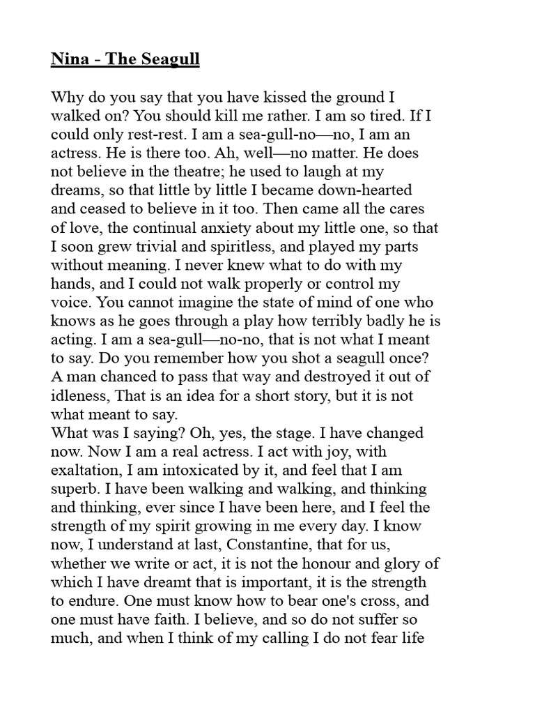 Seagull Monologue | PDF