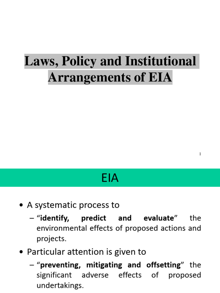 1 2 Eia Policies And Legislations Pdf Environmental Impact