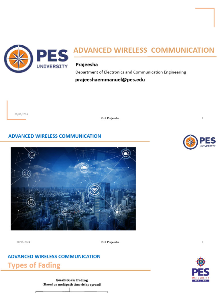 Advanced Wireless Communication: Prajeesha Prajeeshaemmanuel@pes - Edu | PDF | Bandwidth (Signal ...