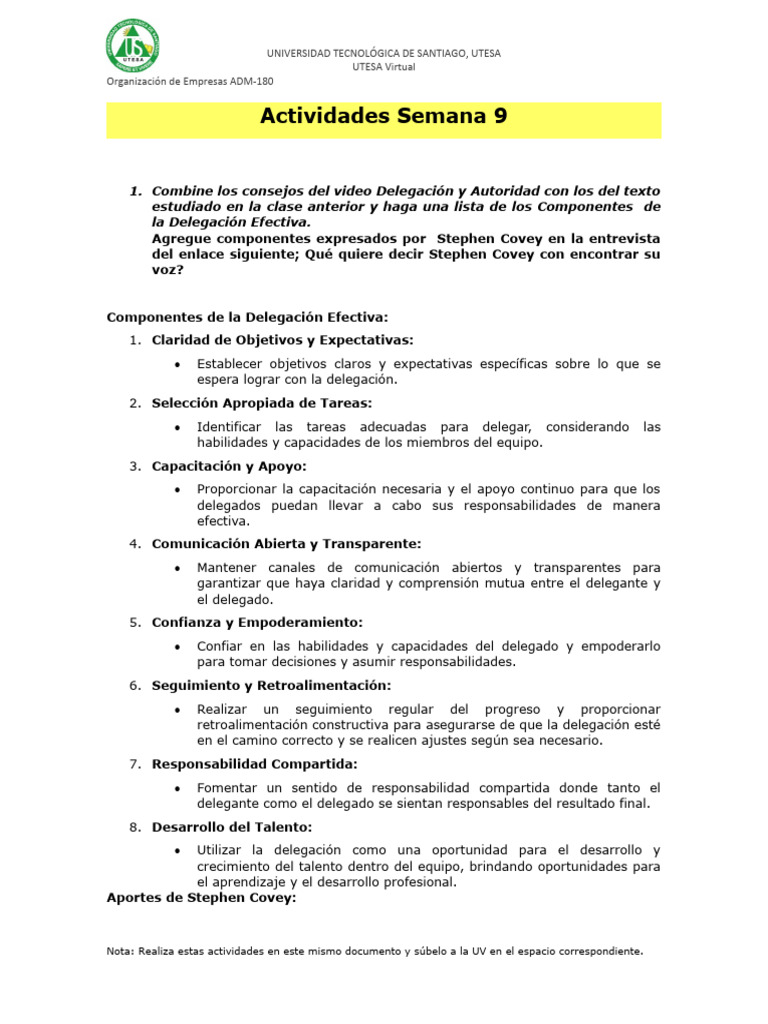 Actividades Semana 9 | PDF