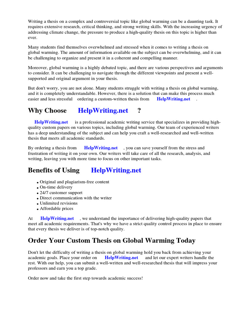 Sample Term Paper On Global Warming | PDF | Climate Change | Climate