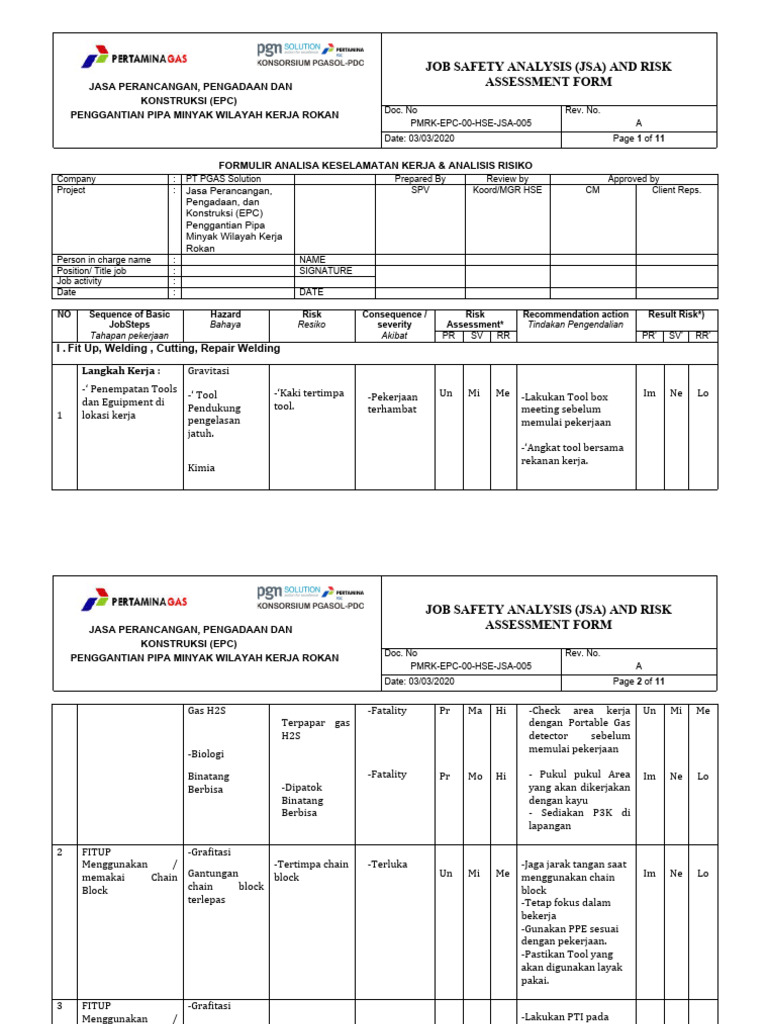 JSA Fit Up & Welding | PDF