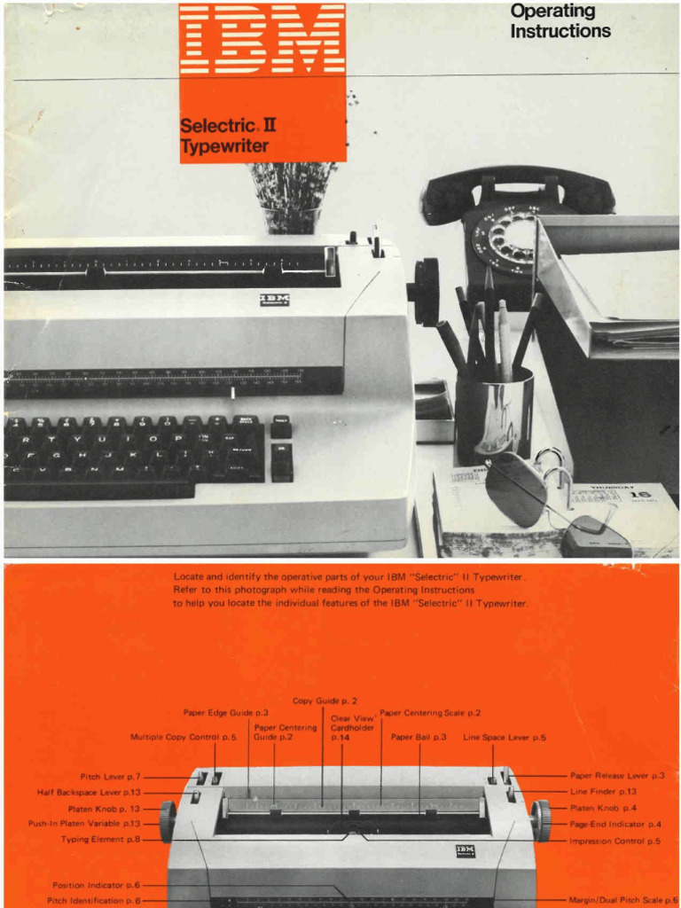 IBM Selectric II Typewriter Operating Instructions | PDF | Typewriter ...