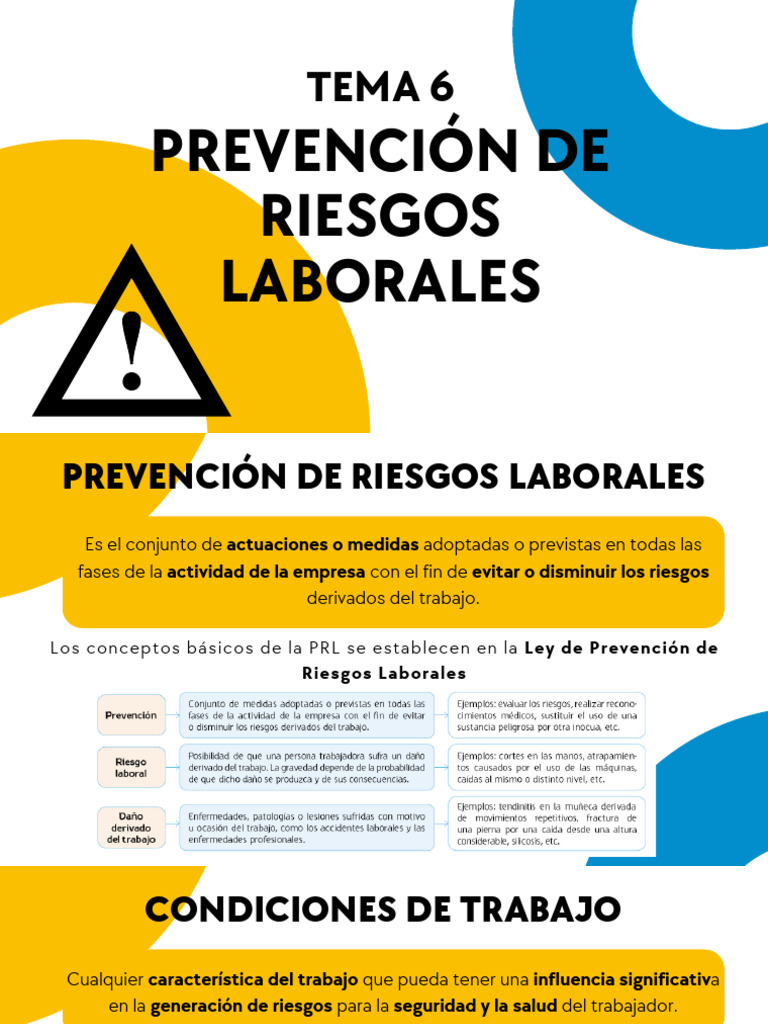 FOL - Tema 6. Prevención de Riesgos Laborales | PDF | Seguridad y salud ...