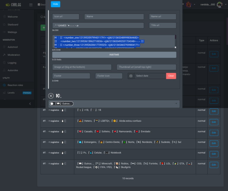 Carl Bot Dashboard | PDF