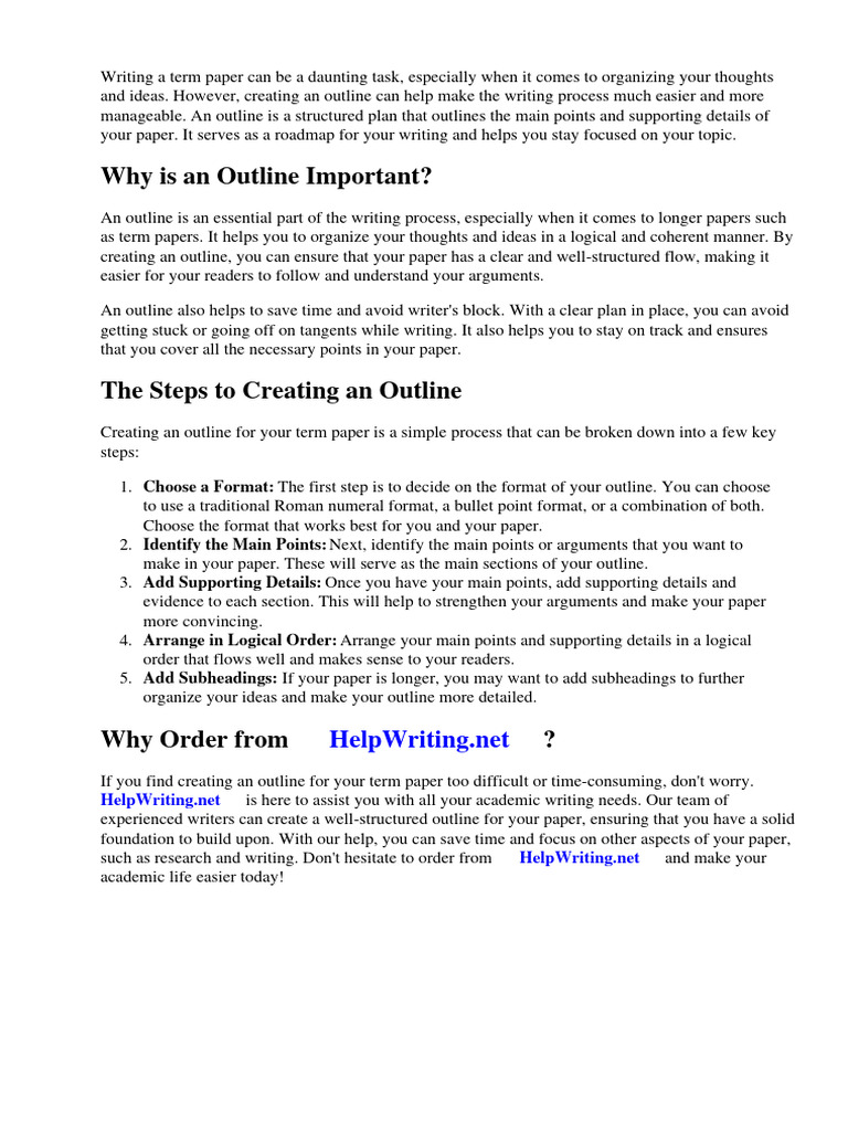 How To Create An Outline For A Term Paper | PDF | Essays | Academic ...