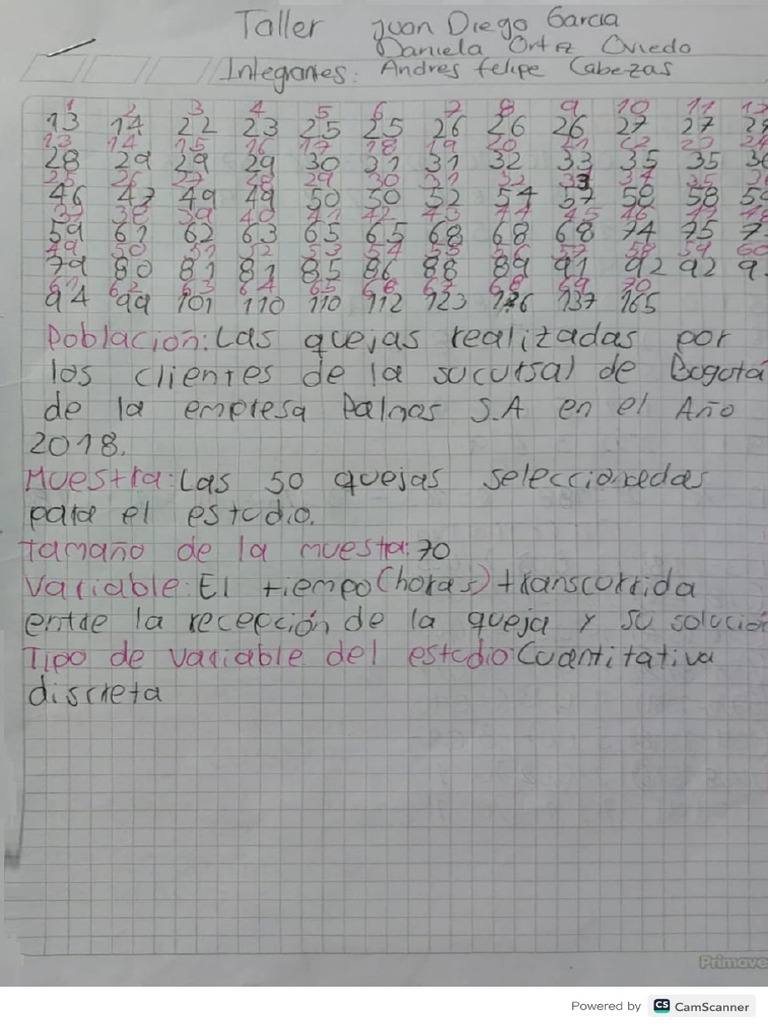 TALLER VARIABLES CUANTITATIVAS | PDF