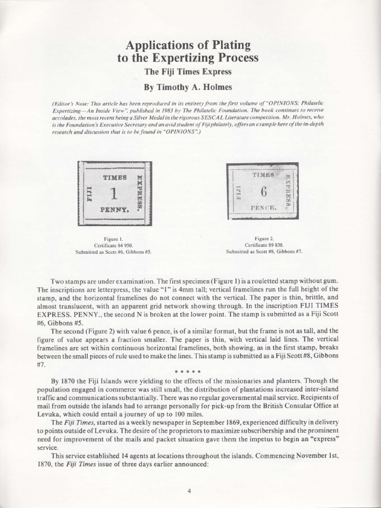 Fiji Times Express Stamp Analysis | PDF | Postage Stamp | Philately