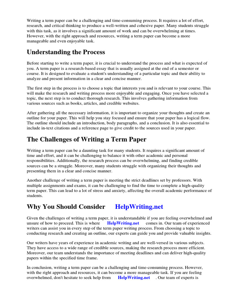 Process of Writing Term Paper | PDF | Essays | Editing