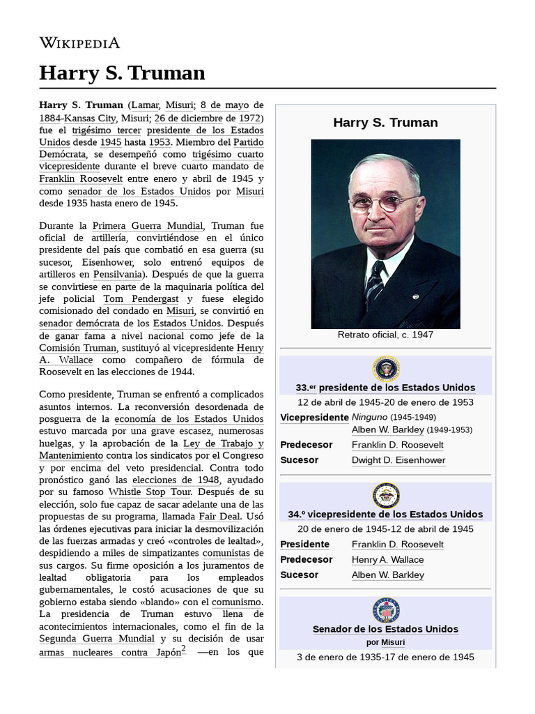 Harry S. Truman | PDF | Harry S. Truman | Franklin D. Roosevelt