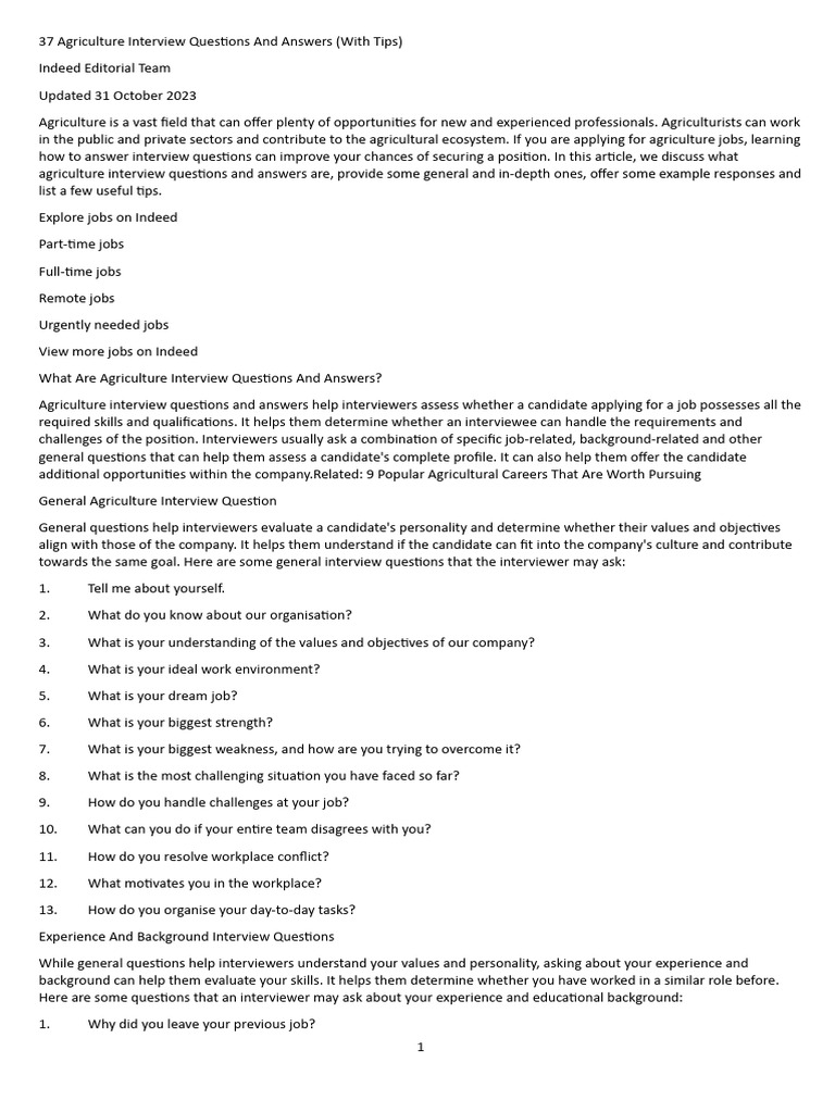 37 Pertanyaan Dan Jawaban Agriculture Dan Tips | PDF | Agriculture ...