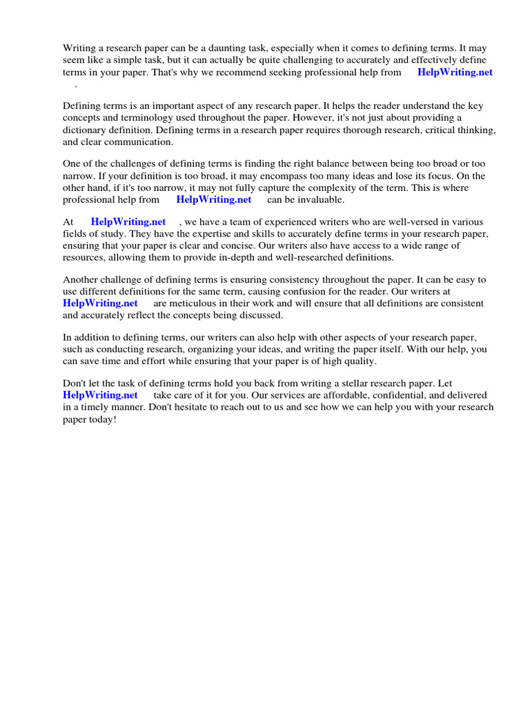 How To Make Definition of Terms in Research Paper | PDF | Sampling ...