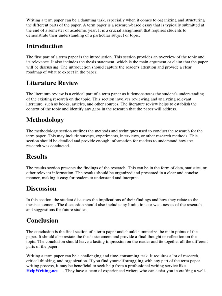 Parts of Term Paper | PDF | Methodology | Essays
