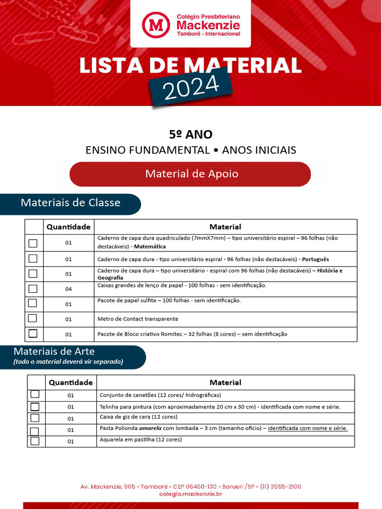 Lista 5 ano | PDF