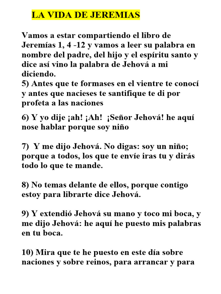La Vida de Jeremias | PDF | Jeremías | Profeta