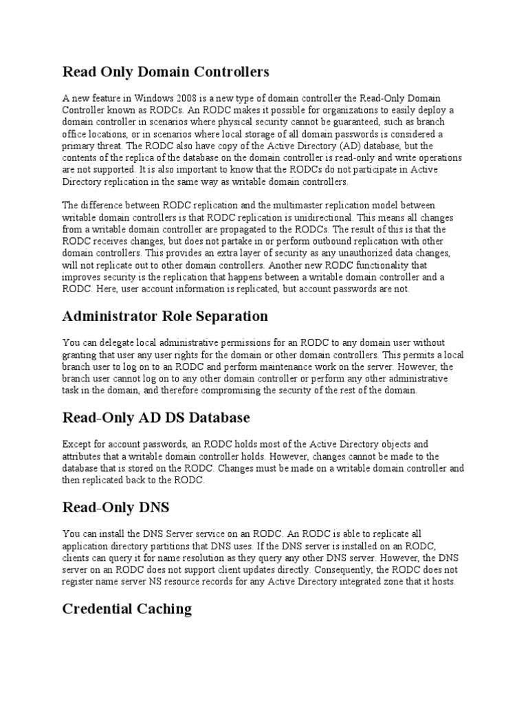 Read Only Domain Controllers | PDF | Active Directory | Domain Name System