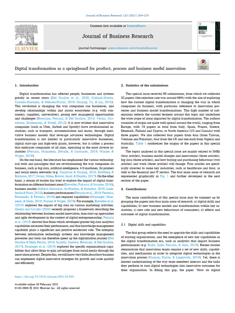 Digital Transformation As A Springboard For Product, Process and ...