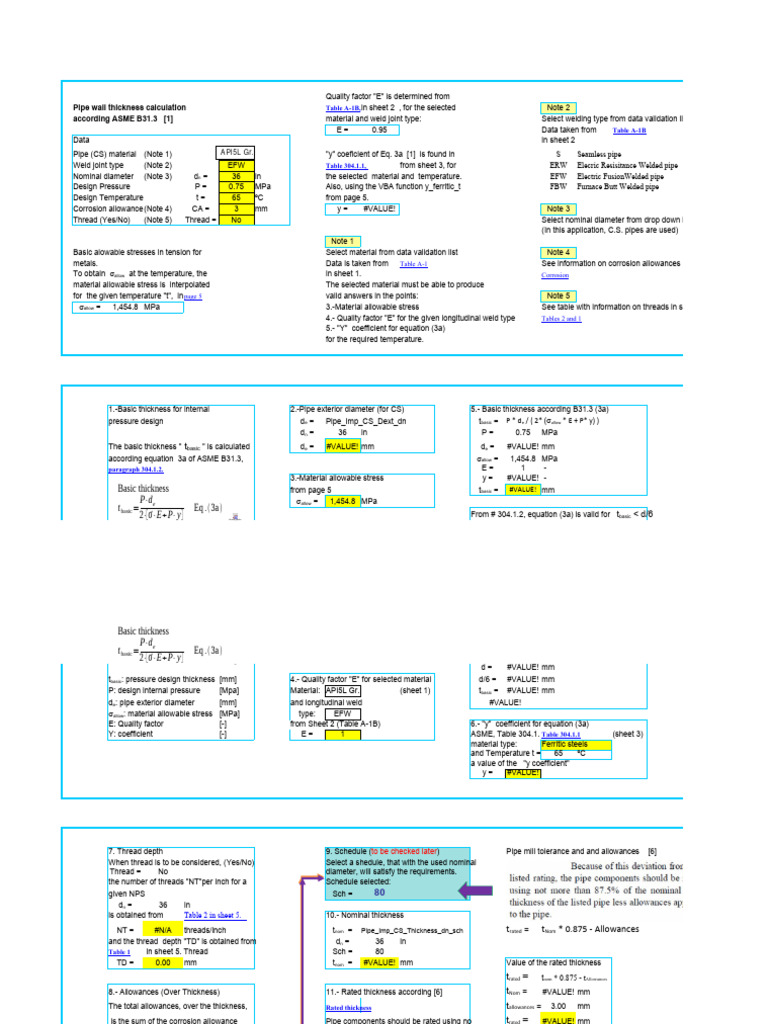 Pipes. Wall Thickness Calculation According ASME B31.3 | Download Free ...