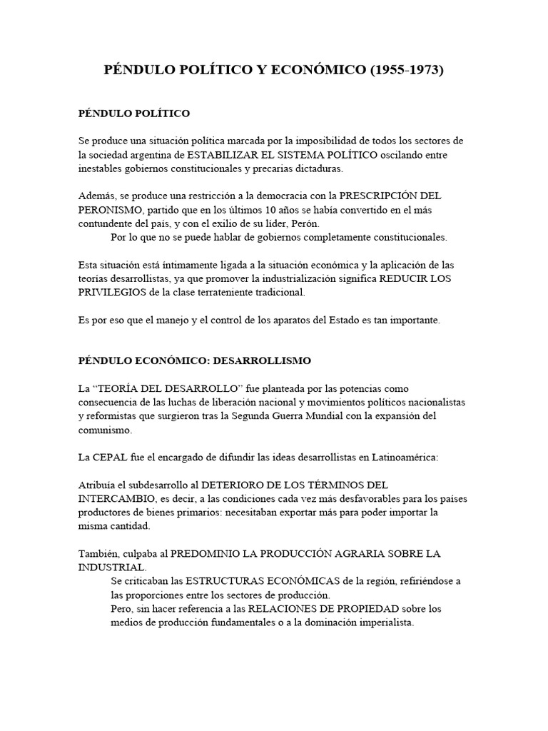 RESUMEN - Péndulo Económico y Político | PDF | Ciencias económicas ...