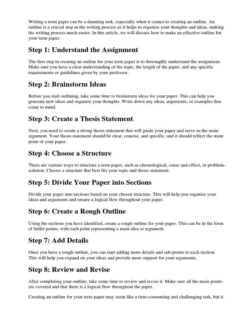 How To Make A Outline For A Term Paper | PDF | Essays | Information