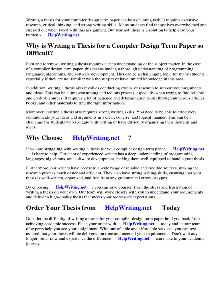 Tools For Compiler Design Term Paper | PDF | Parsing | Compiler