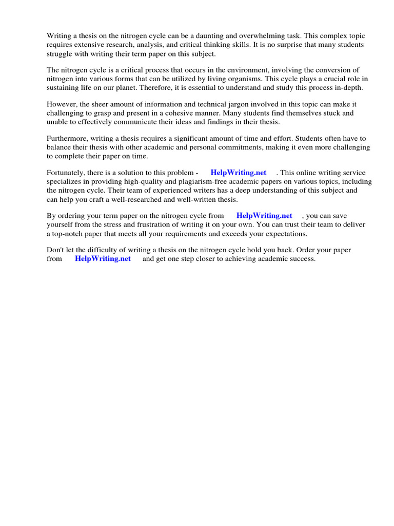 Term Paper On Nitrogen Cycle | PDF | Soil | Ecosystem