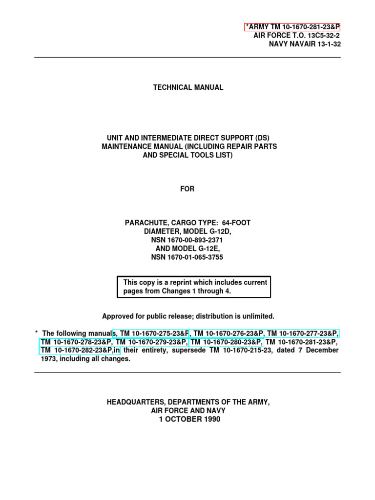 G-12 Parachute Maintenance Manual | PDF | Parachute | United States Navy