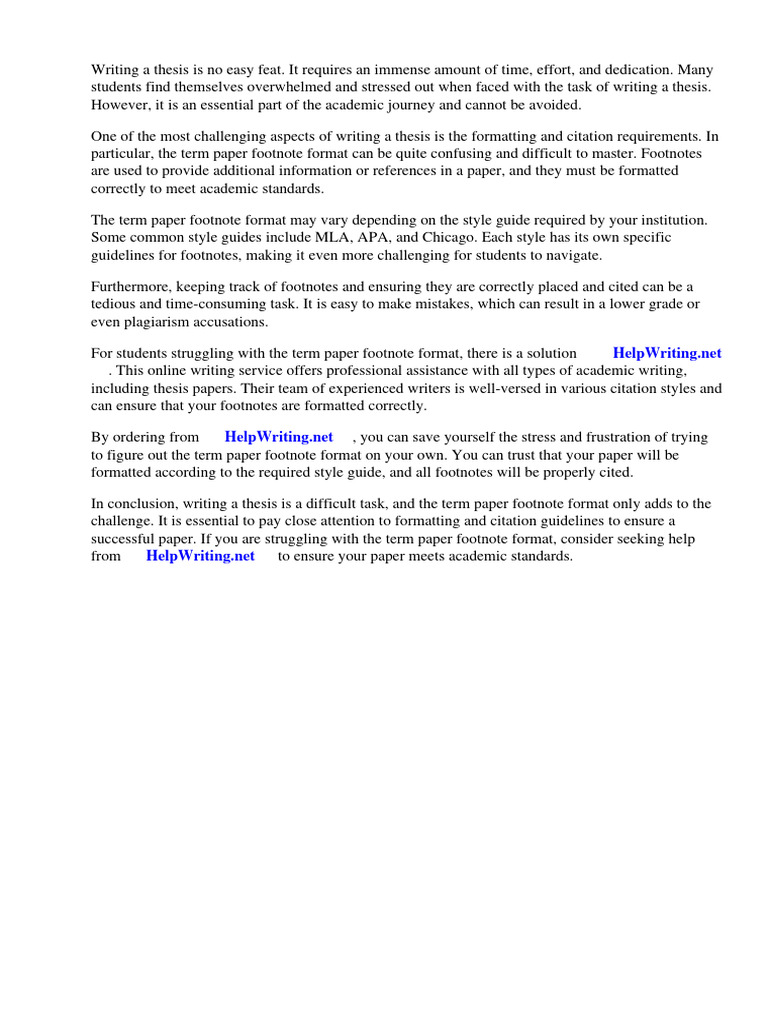 Term Paper Footnote Format | PDF | Note (Typography) | Citation