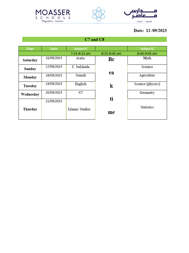 Jadwalka Imt. B. 1aad 2023-2024 | PDF